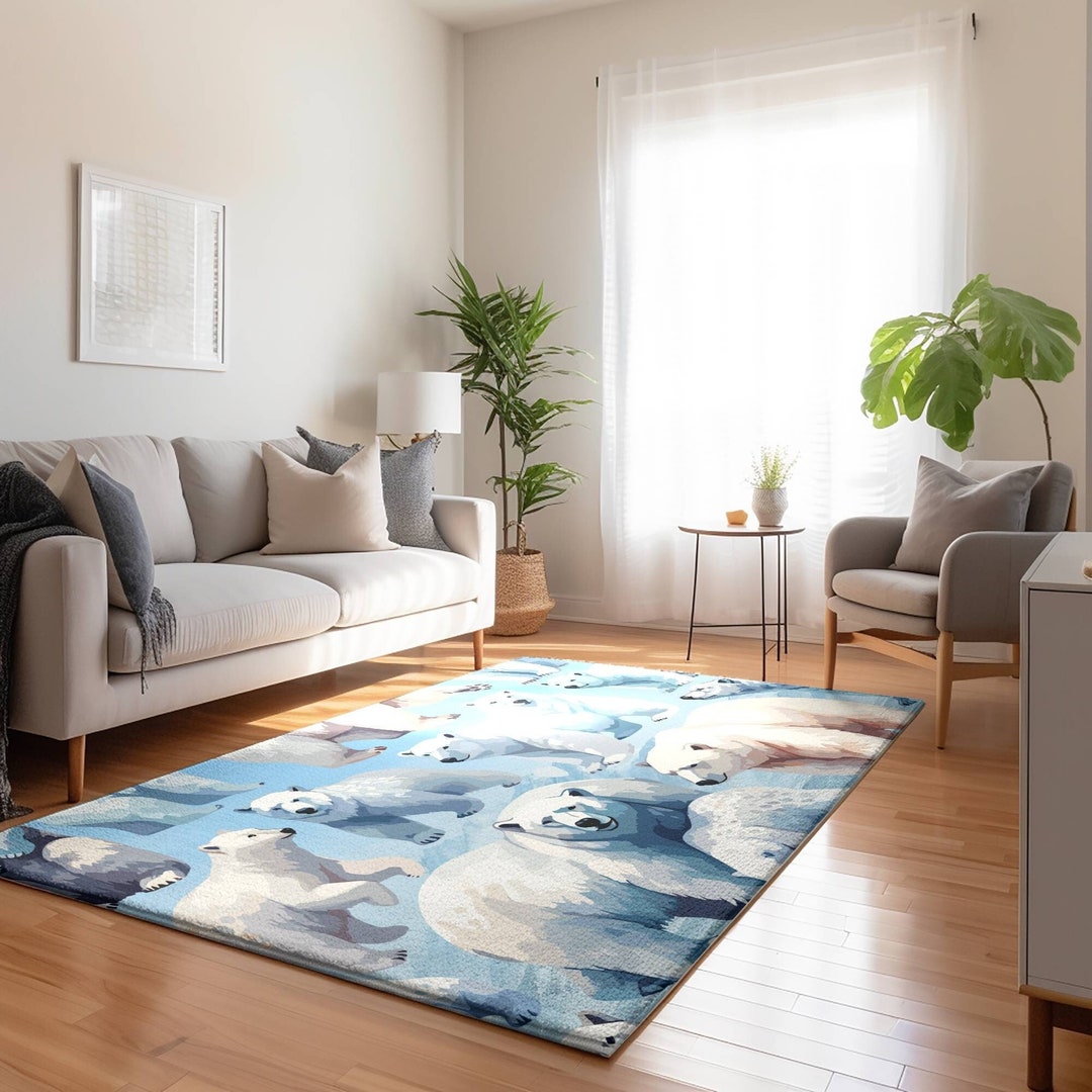 White Polar Bear Area Rug for Kids & Adults, Bedrooms, Living Rooms ...