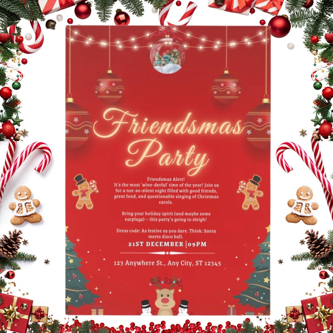 Editable Friendsmas Invite Party Invitation 2023 Canva - Etsy