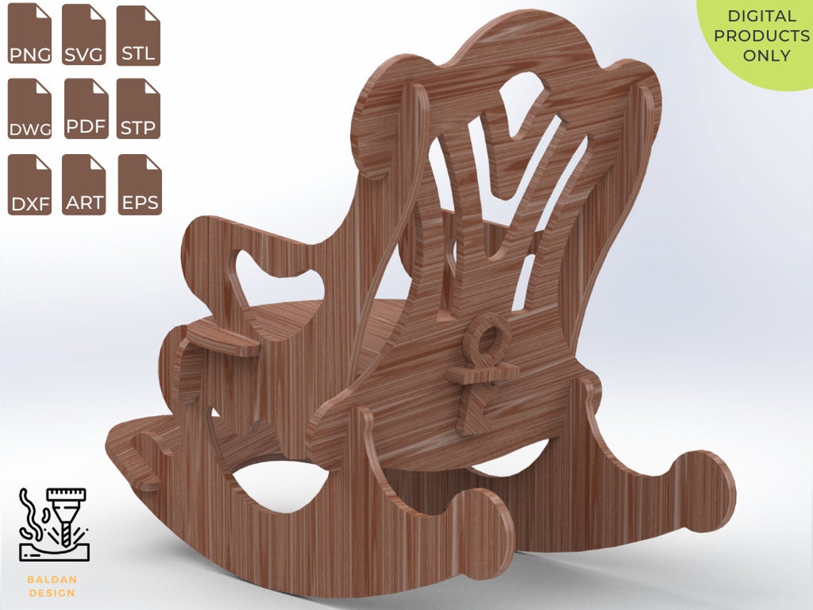 Kids Rocking Chair CNC File for Wooden Furniture, Laser Cut Wooden File ...