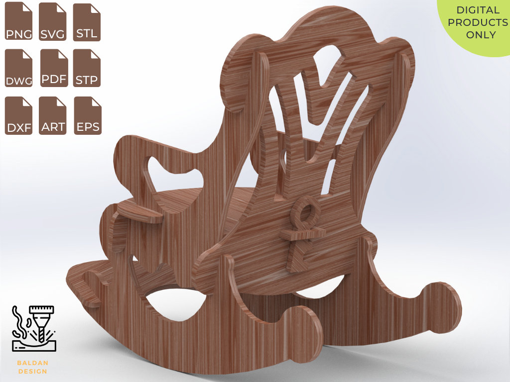 Kids Rocking Chair CNC File for Wooden Furniture, Laser Cut Wooden File ...