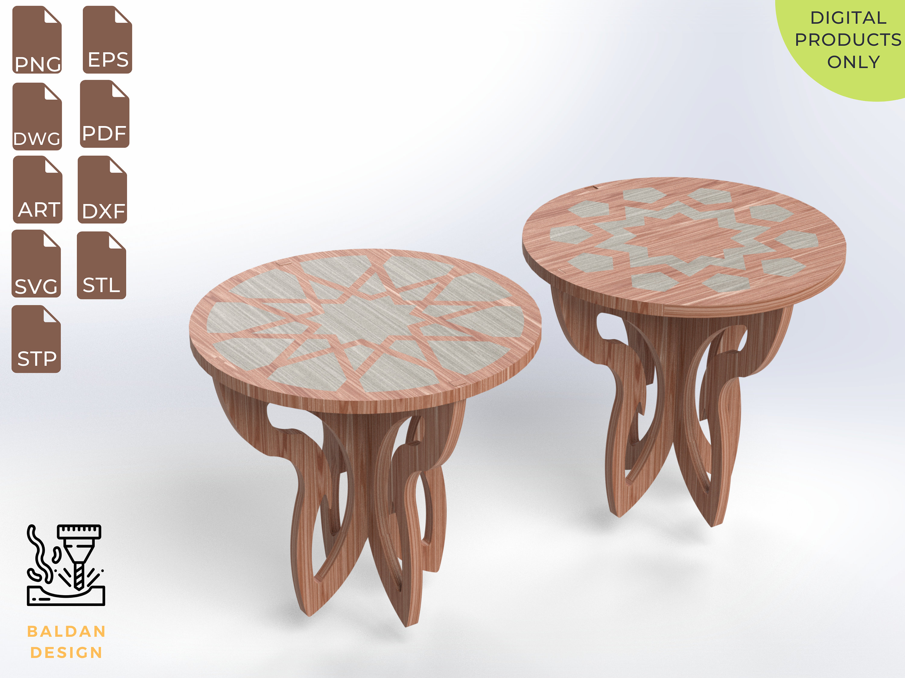 2 Interlockıng Tables CNC DXF File , Wooden Furniture Laser Cut File, 2 ...