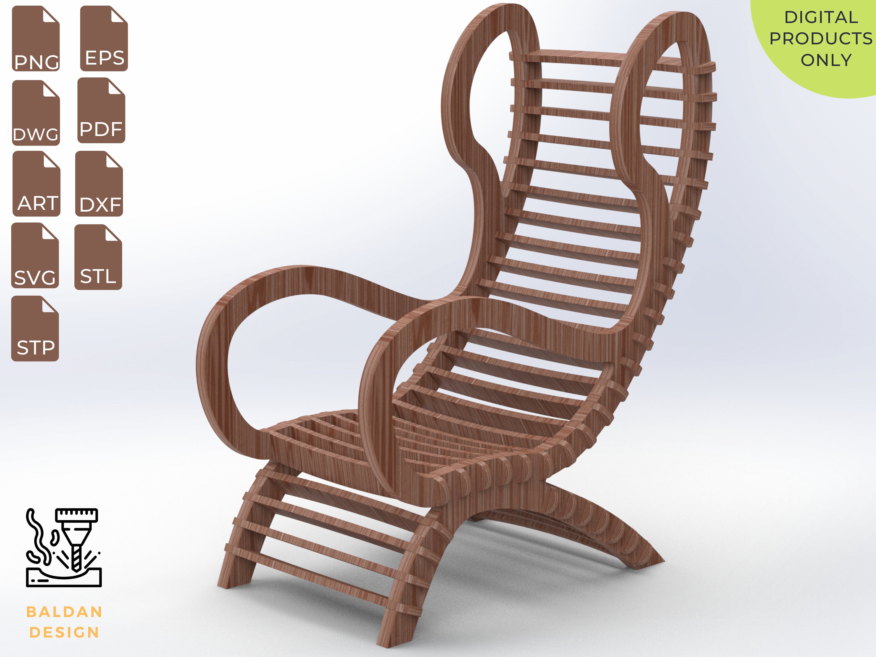 Chair CNC File for Wooden Furniture, Laser Cut Wooden File for Chair ...