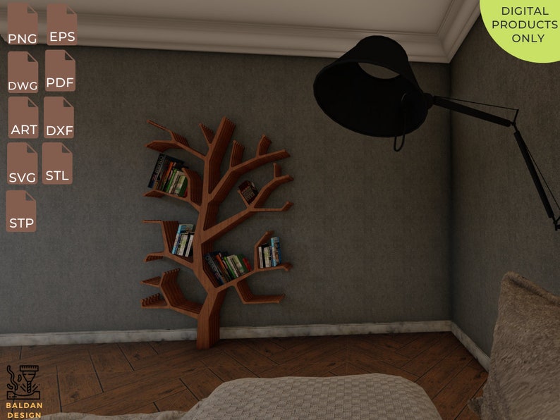 Tree Book Shelf CNC Laser Cut Files for DIY Project, Laser Cut Files ...