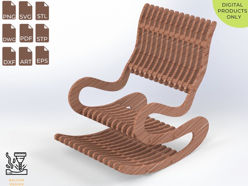 Rocking Chair CNC File for Wooden Furniture, Laser Cut Wooden File for ...
