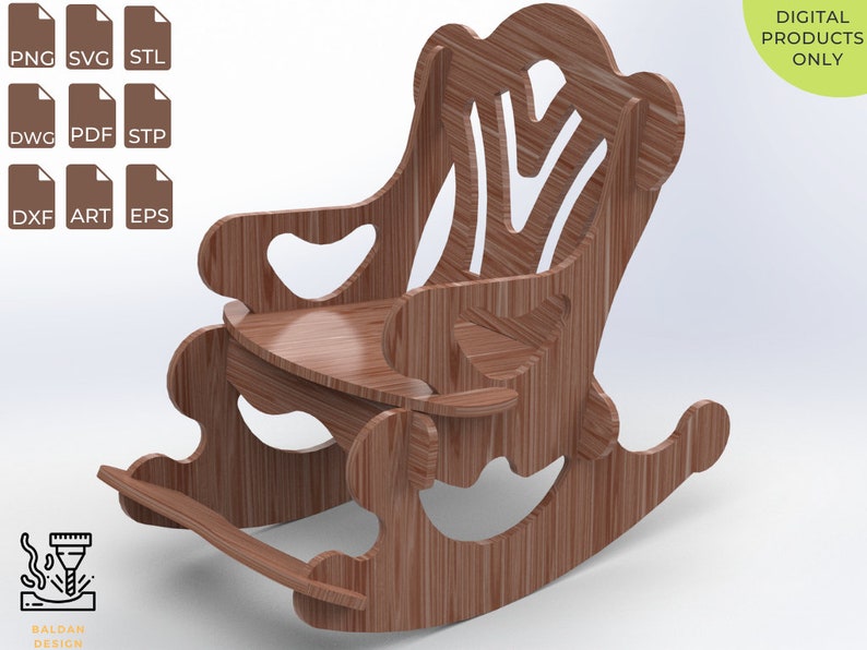 Kids Rocking Chair CNC File for Wooden Furniture, Laser Cut Wooden File ...