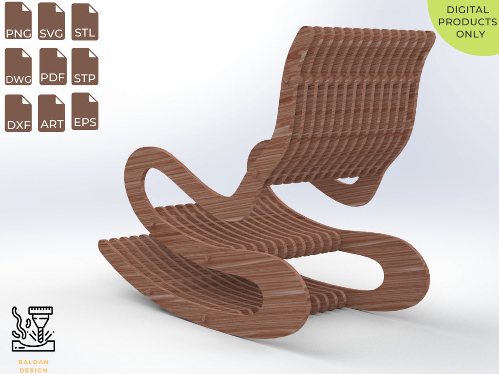 Rocking Chair CNC File for Wooden Furniture, Laser Cut Wooden File for ...