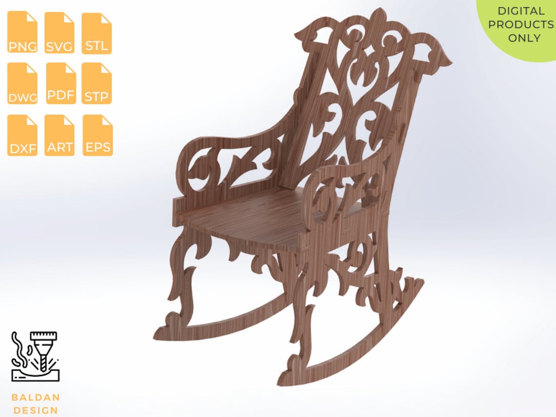 Arm Chair Digital File for CNC Machine, Technical Digital Files for Arm ...