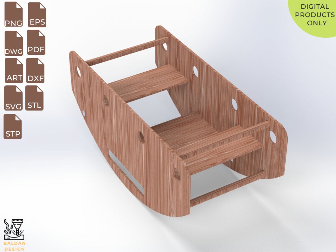 Reversible Rocking Boat CNC File for Wooden Furniture,laser Cut Wooden ...