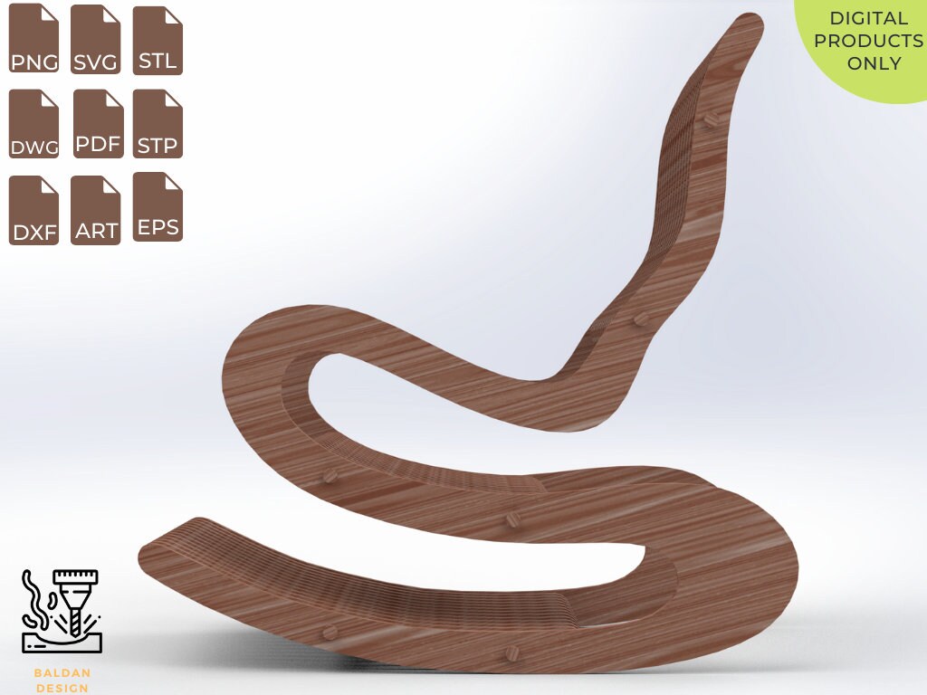 Rocking Chair CNC File for Wooden Furniture, Laser Cut Wooden File for ...
