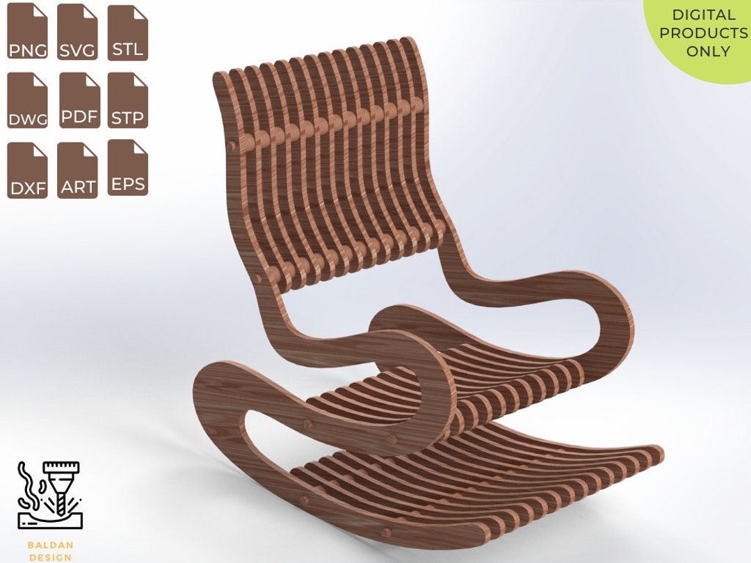 Rocking Chair CNC File for Wooden Furniture, Laser Cut Wooden File for ...