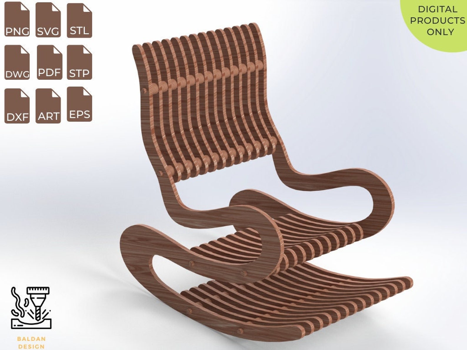 Rocking Chair CNC File for Wooden Furniture, Laser Cut Wooden File for ...