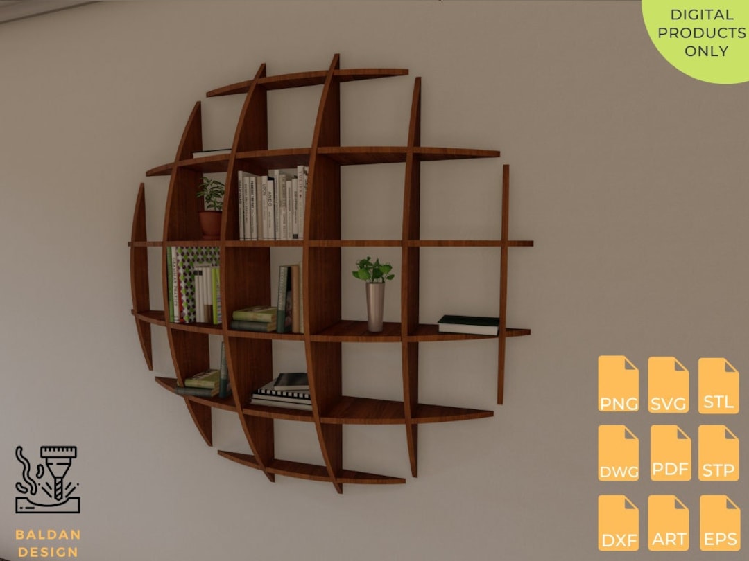 Globe Shaped Shelf CNC Laser Cut Files for DIY Project, Laser Cut Files ...