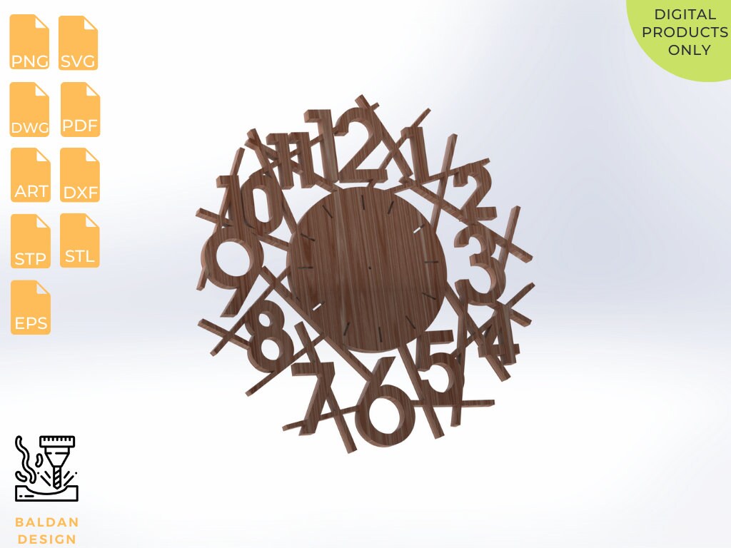 30 Pieces Set Wall Clock Digital Files,wall Clock Designs for CNC ...