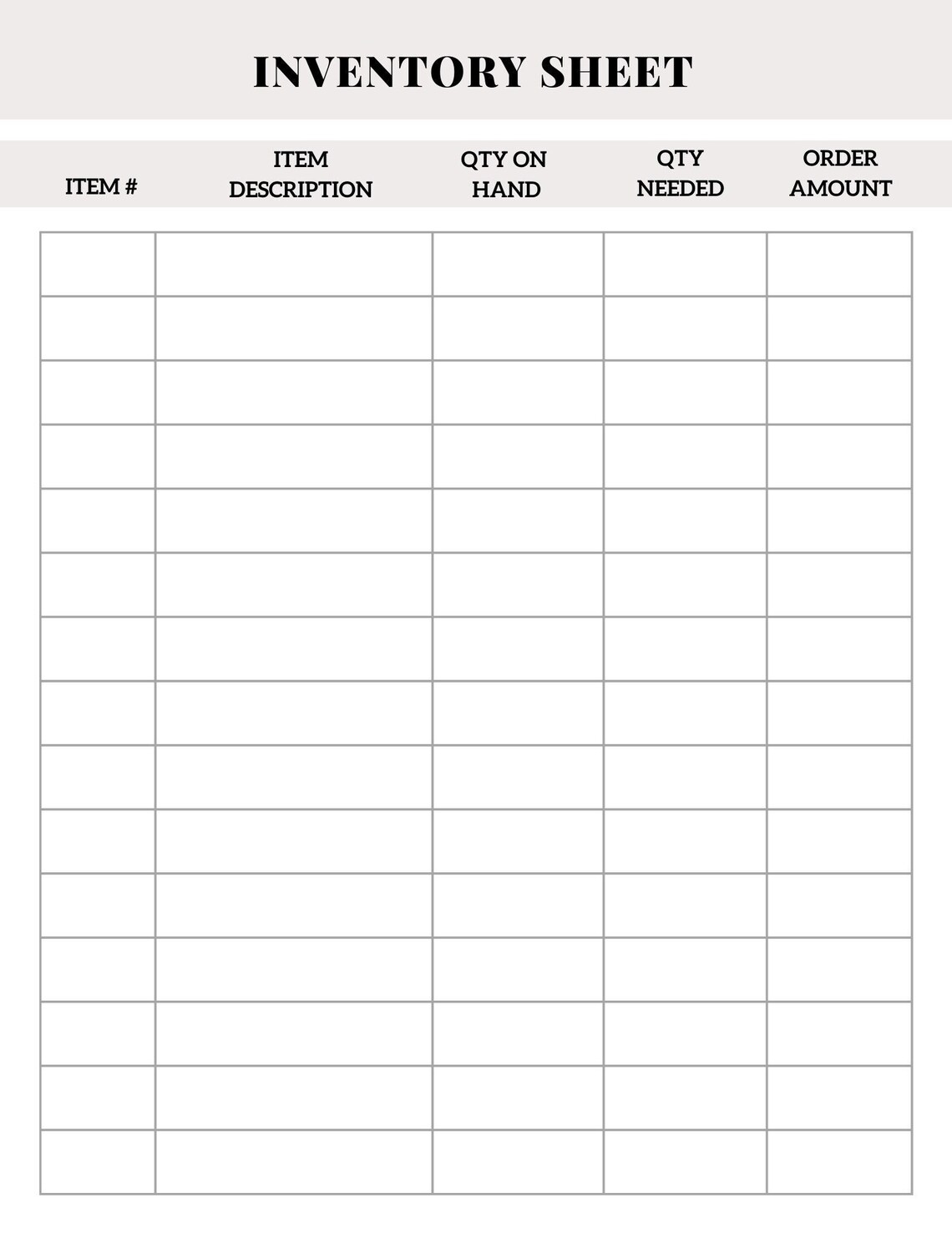 Inventory Management Form, Inventory Sheet, Small Business Organizer ...