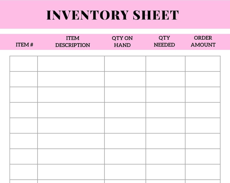 Inventory Management Form, Supply List, Small Business Organizer ...