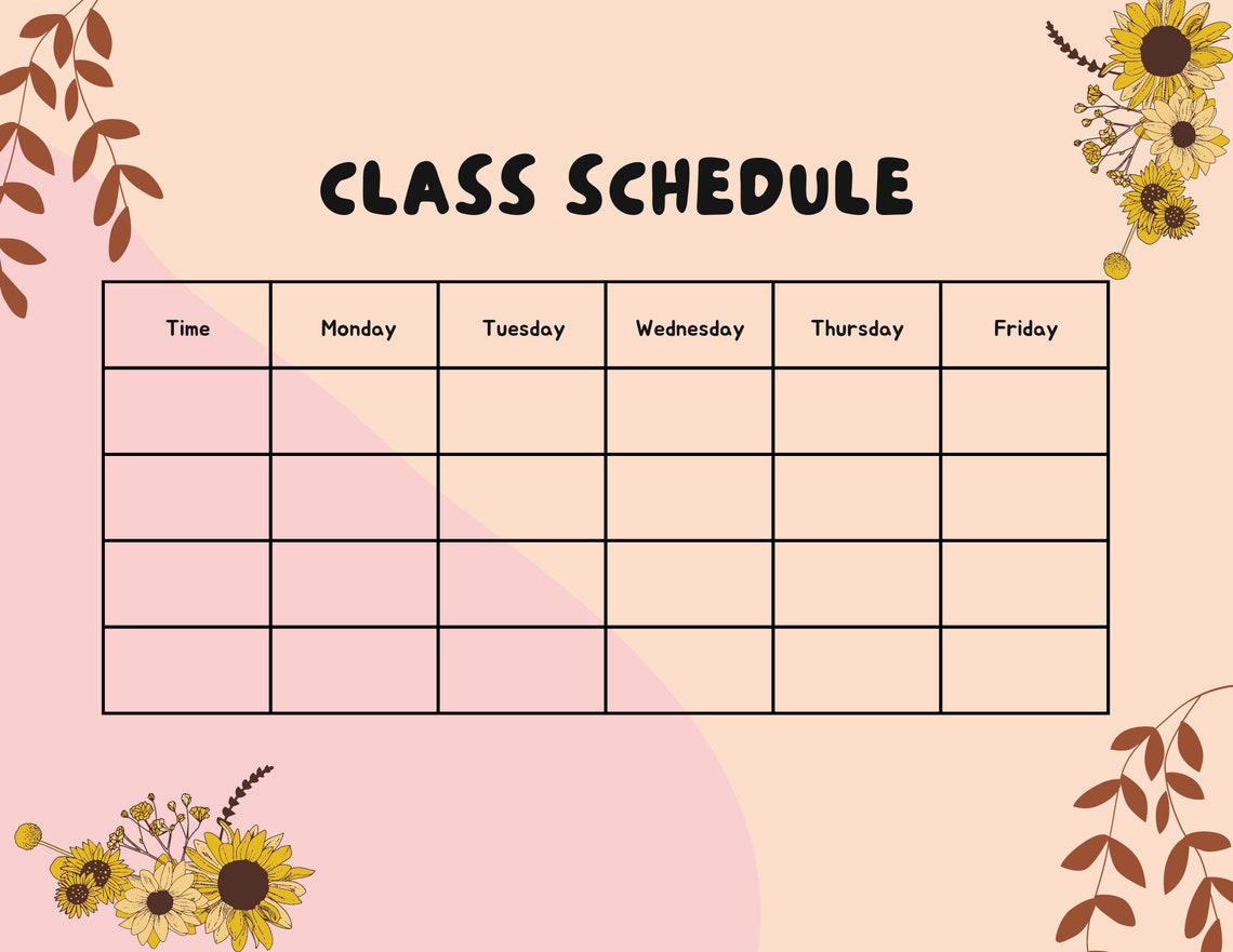 Simple Class Schedule, Printable Schedule, Homeschool Class Schedule ...