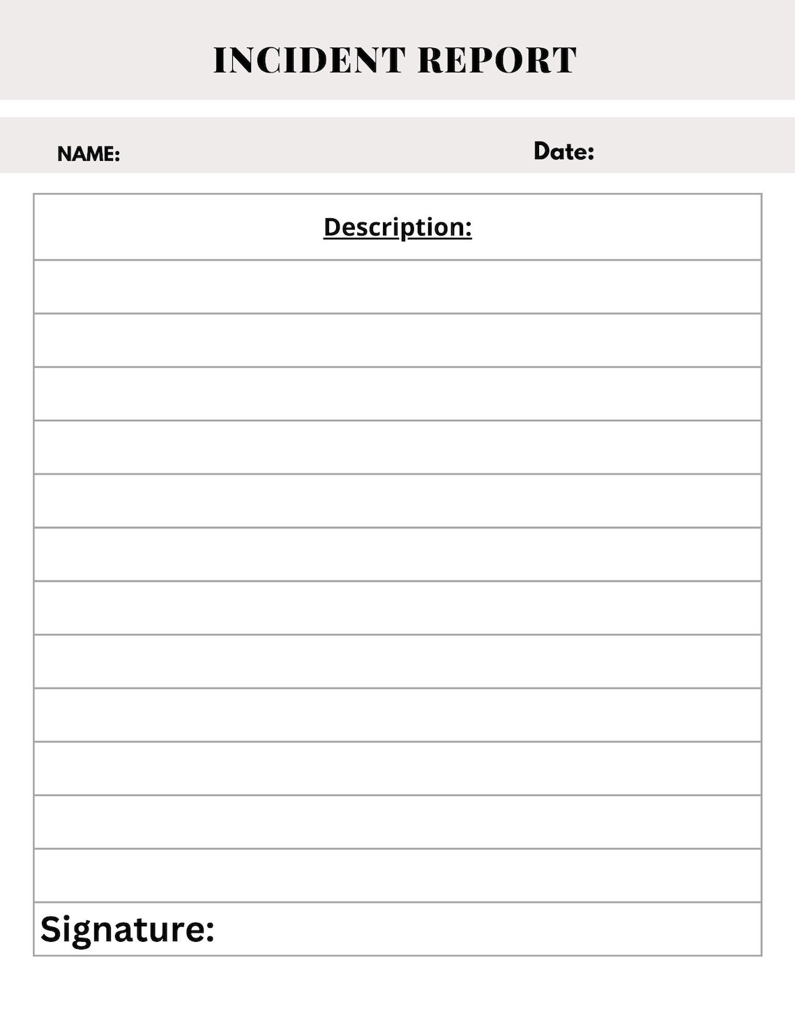 Printable Incident Report Template: Accident Log Tracker (PDF) - Etsy