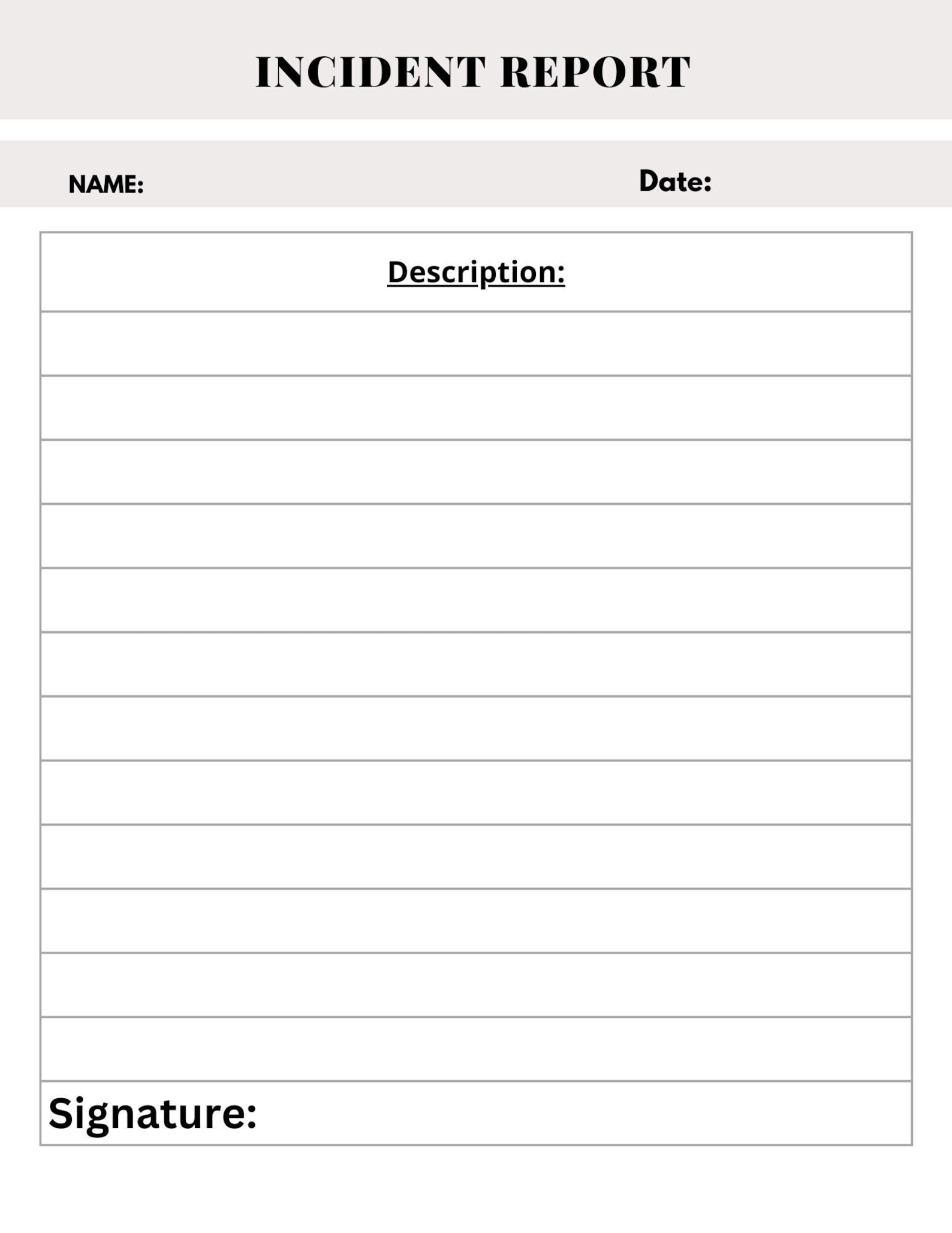 Printable Incident Report Template: Accident Log Tracker (PDF) - Etsy