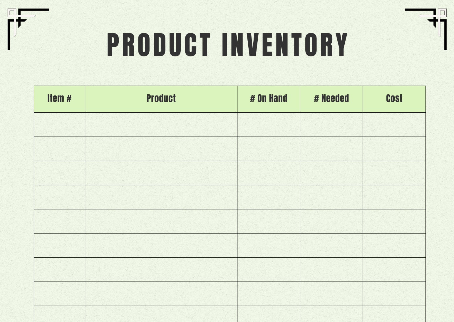 Inventory Management Form, Inventory Sheet, Small Business Organizer ...