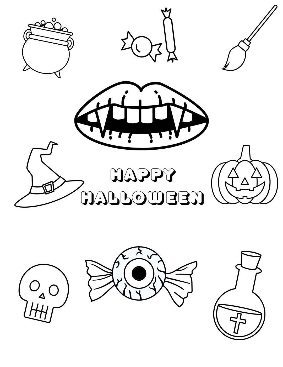 10 Page Printable Halloween Coloring Book Toddlers Party Games Birthday ...