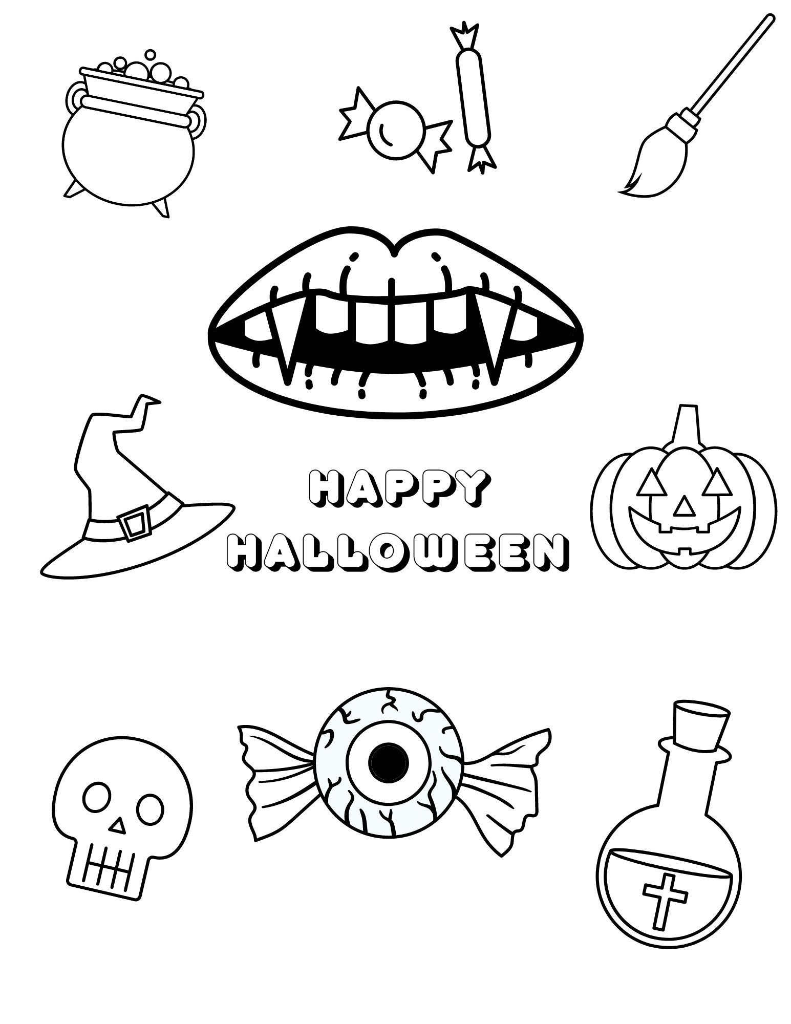 10 Page Printable Halloween Coloring Book Toddlers Party Games Birthday ...