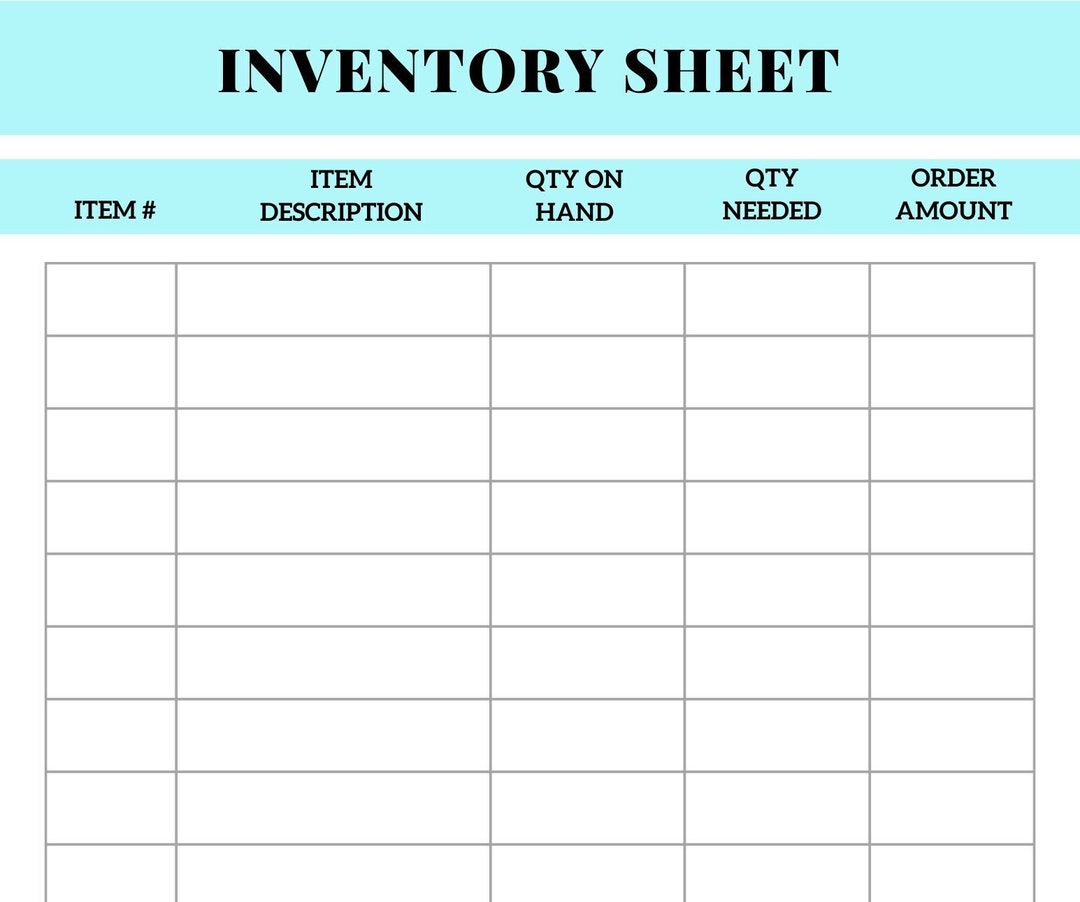 Inventory Management Form, Stock Sheet, Small Business Organizer ...