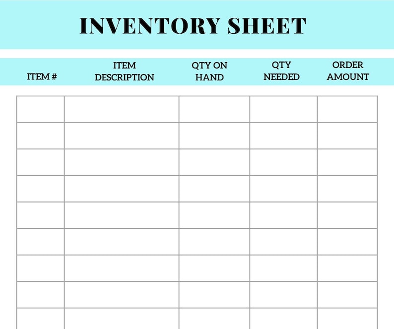 Inventory Management Form, Stock Sheet, Small Business Organizer ...