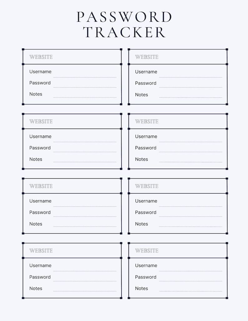 Simple Password Tracker Printable Password Organizer - Etsy