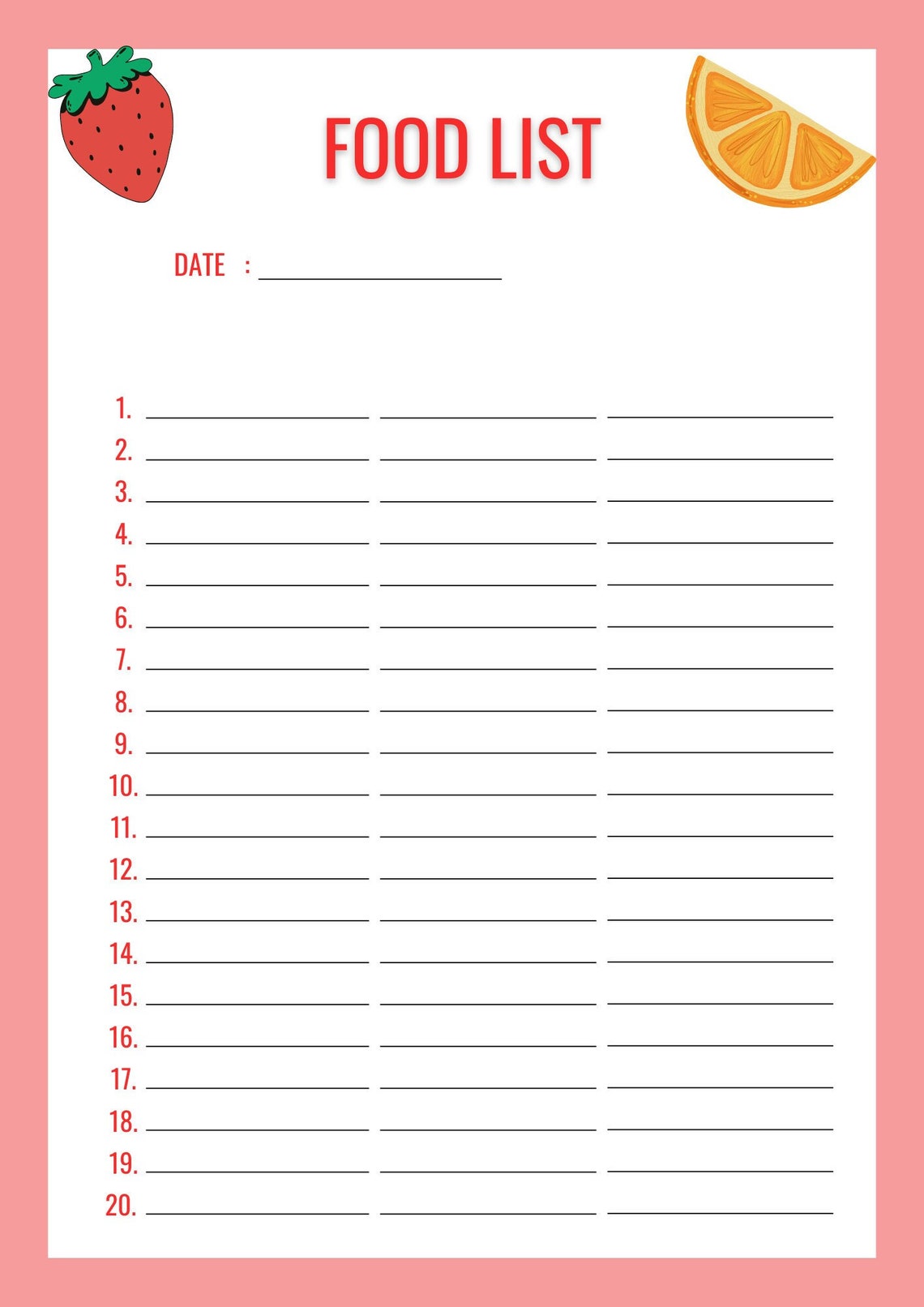Easy Food Sheet, Food Sign-up Sheet, Employee Sign-up Sheet, Sign-up ...