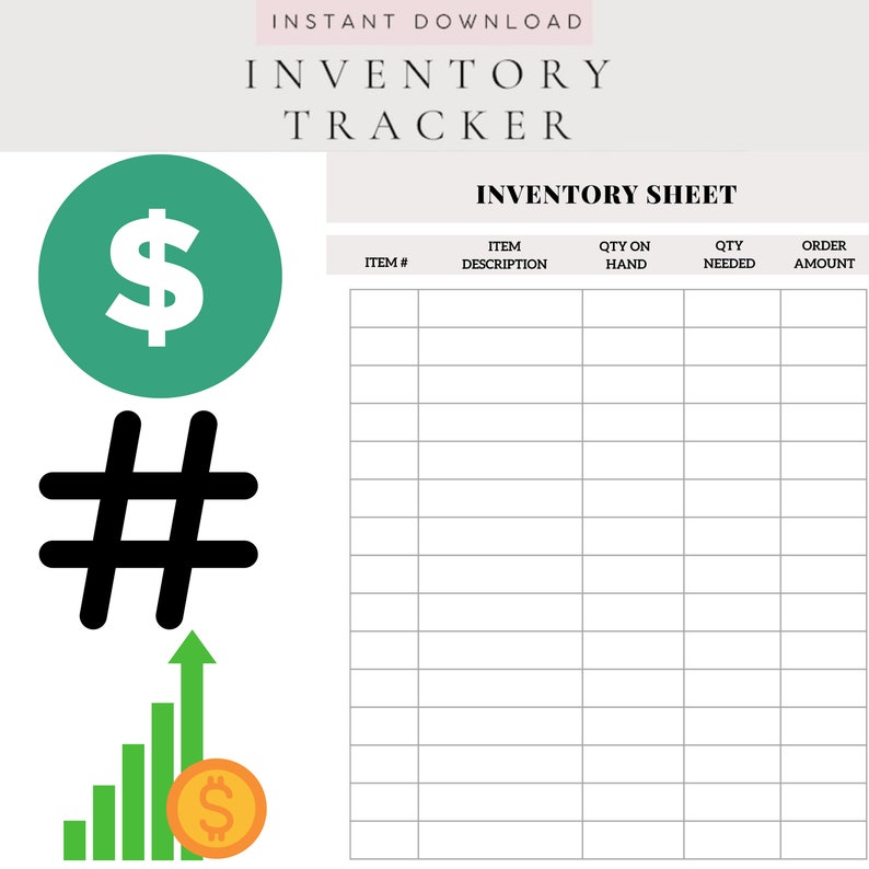 Inventory Management Form, Inventory Sheet, Small Business Organizer ...
