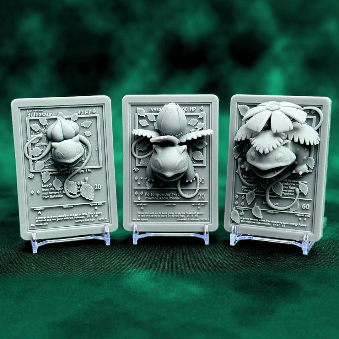 3D Printed Bulbasaur Evolution Card Set Pokémon Card - Etsy