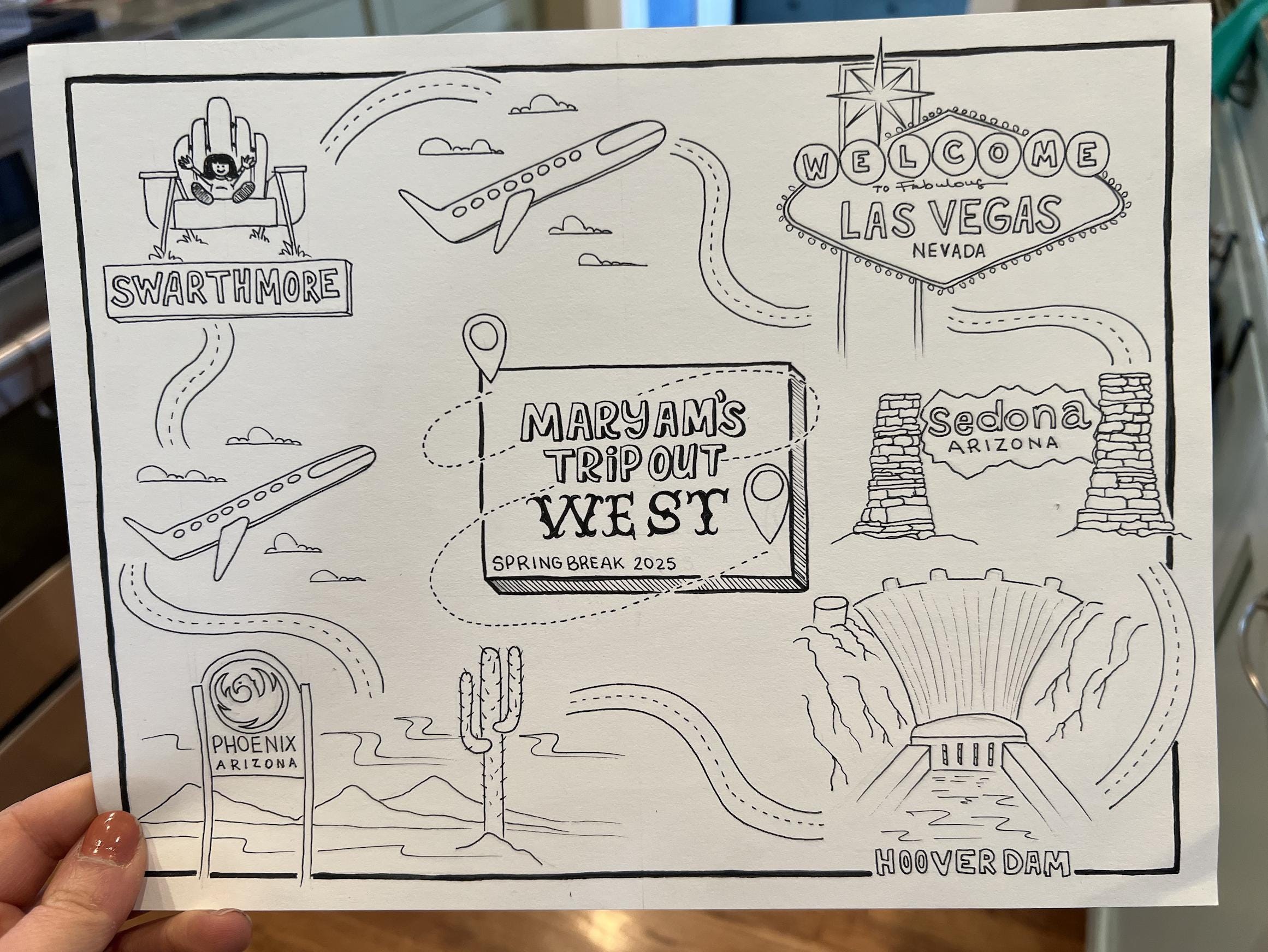 10 TRAVEL POINTS Personalized, Hand Drawn Road Map for Kids - Etsy