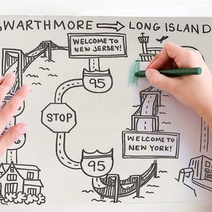 10 TRAVEL POINTS Personalized, Hand Drawn Road Map for Kids - Etsy
