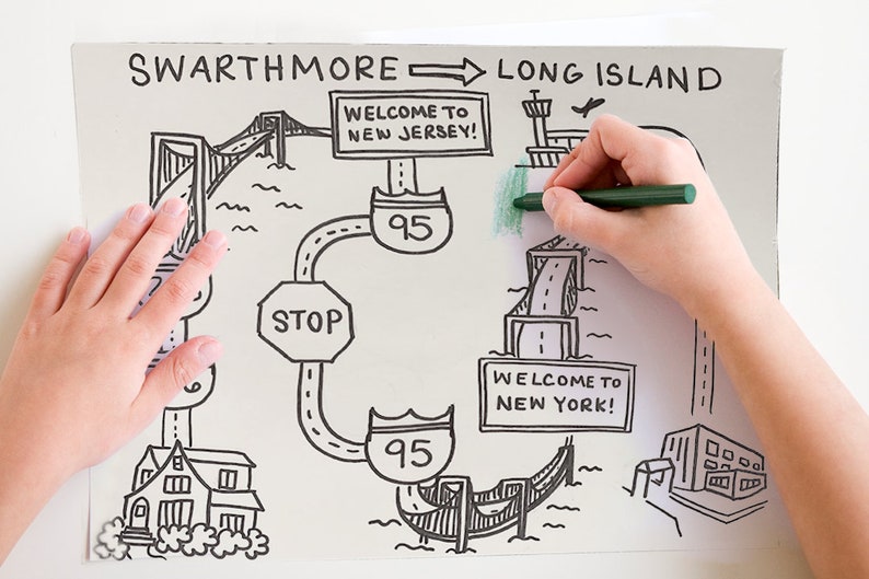 10 TRAVEL POINTS Personalized, Hand Drawn Road Map for Kids - Etsy