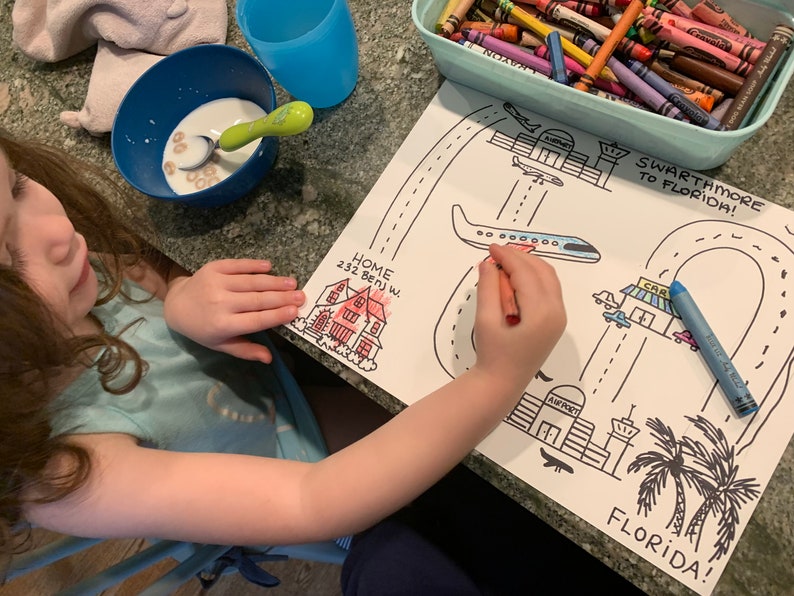 3 TRAVEL STOPS Personalized, Hand Drawn Roadmaps for Kids for Quick ...