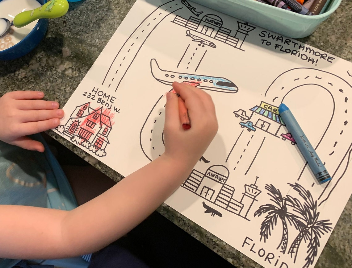 10 TRAVEL POINTS Personalized, Hand Drawn Road Map for Kids - Etsy