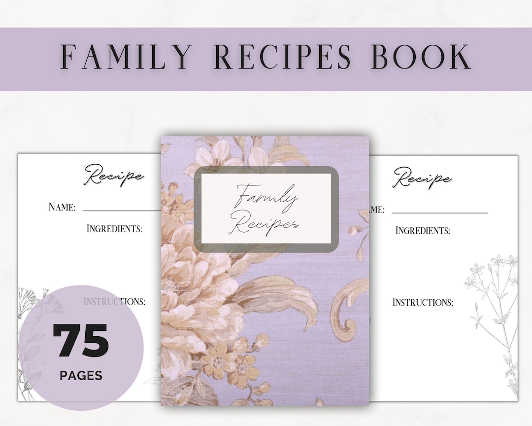 Printable Family Recipe Book 8.5x11 Family Cookbook Digital Recipe ...