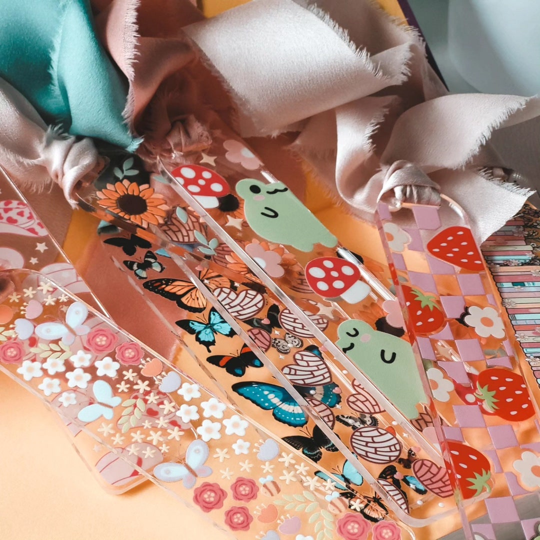 Acrylic Bookmarks With Chiffon Ribbon,book Accessories for Books - Etsy