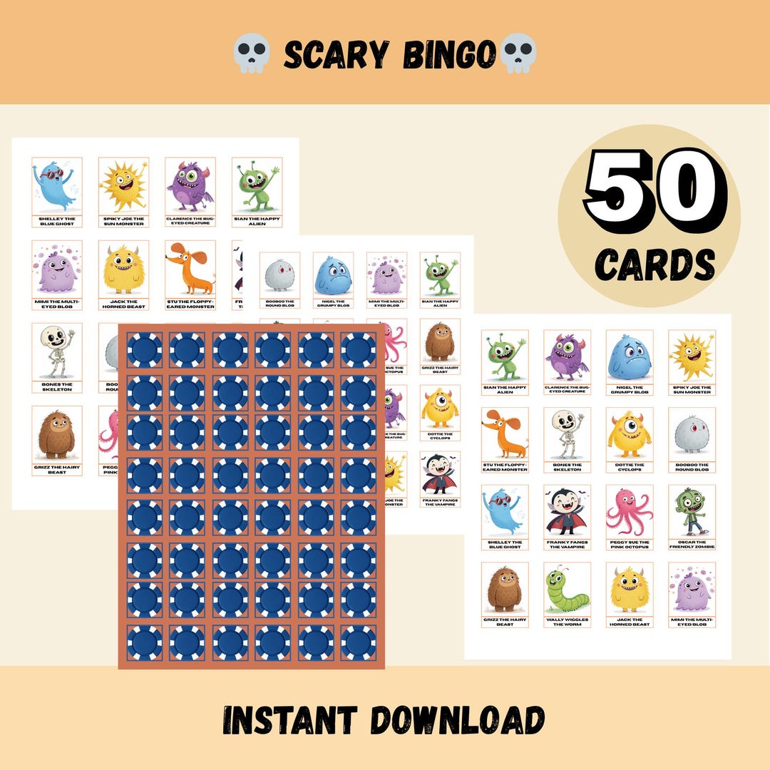 Scary Bingo Printable Game for Kids | Halloween Party Activity ...