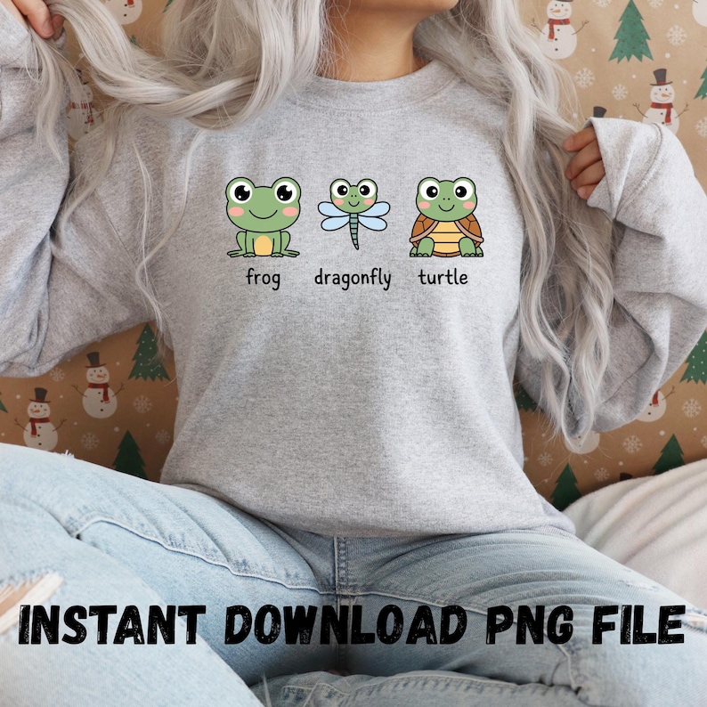 Frog, Dragonfly, Turtle Clipart, Nature Animal PNG (instant Download - Etsy