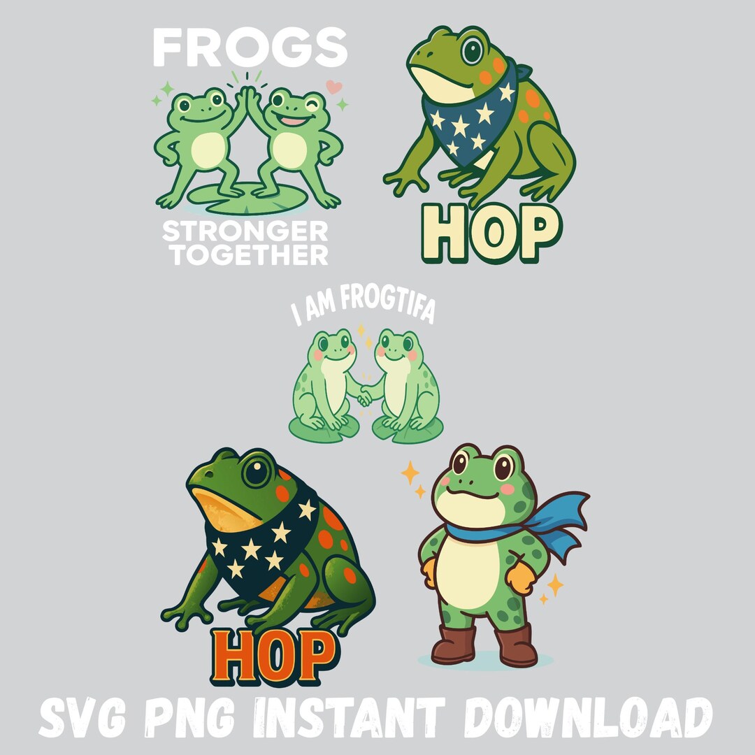Funny Frog PNG Bundle | I Am Frogtifa, Frogs Stronger Together, Hop ...