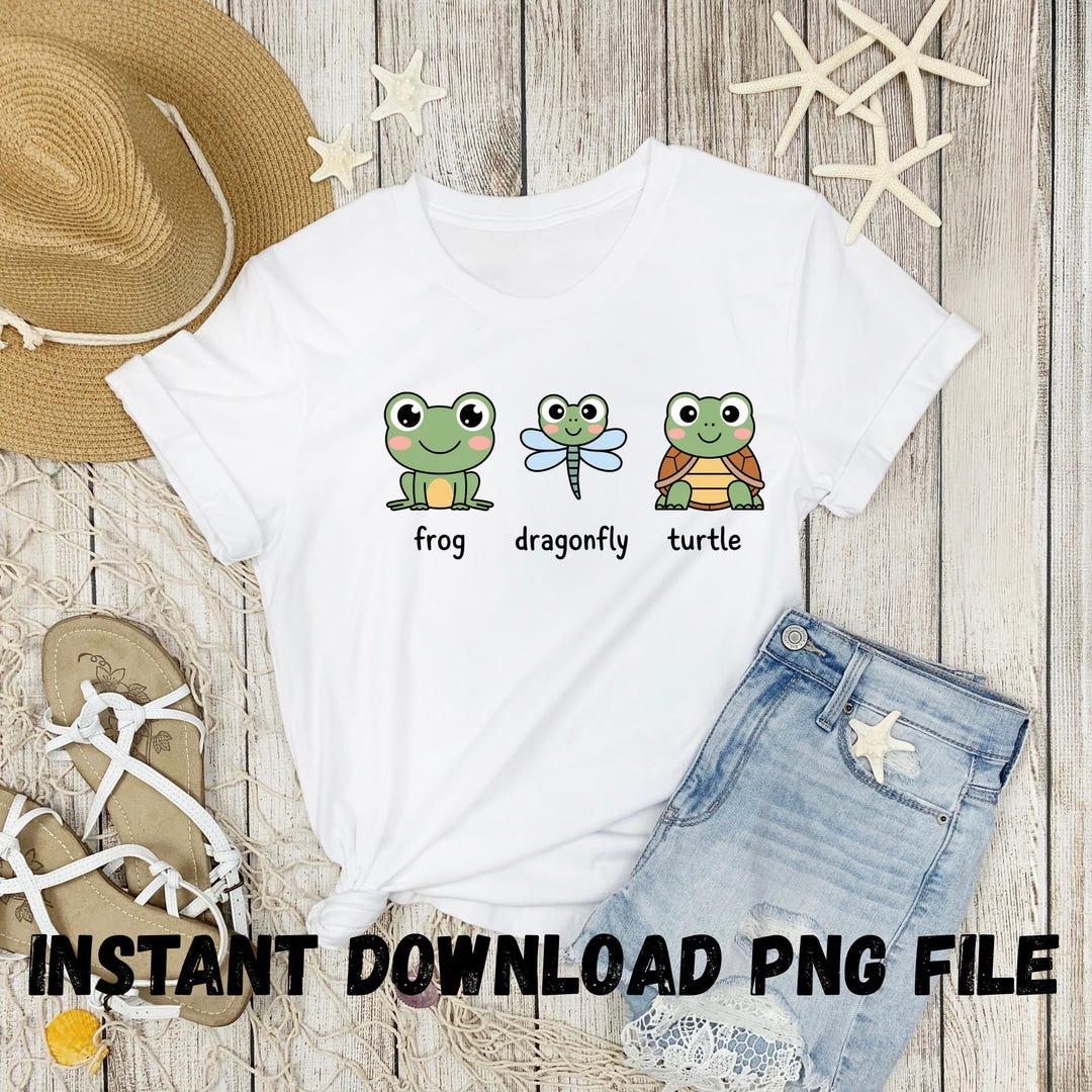 Frog, Dragonfly, Turtle Clipart, Nature Animal PNG (instant Download - Etsy