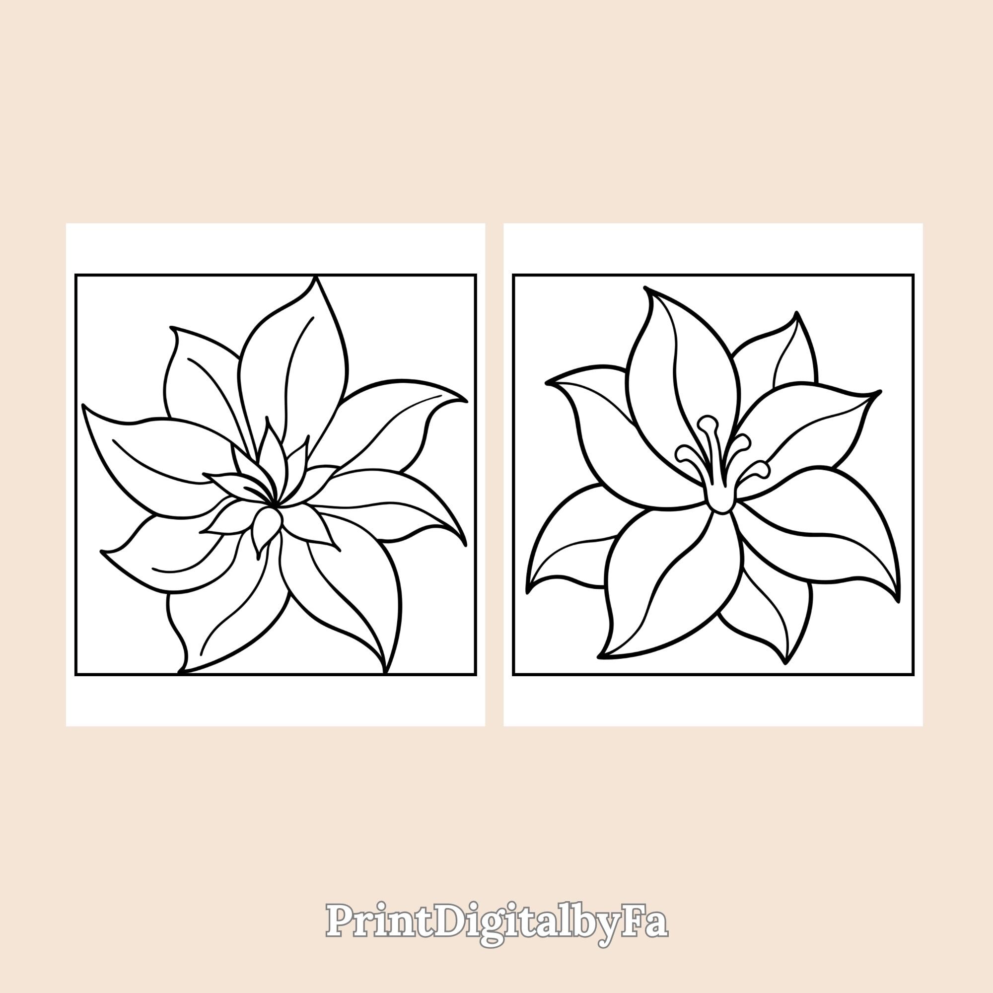 6 Tropical Flower Coloring Pages | Printable Sketches | Digital ...