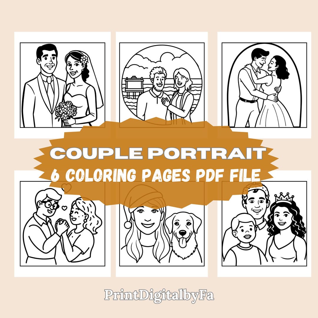 Faceless Couple Portrait Coloring Pages | 6 Custom Printable Couple ...
