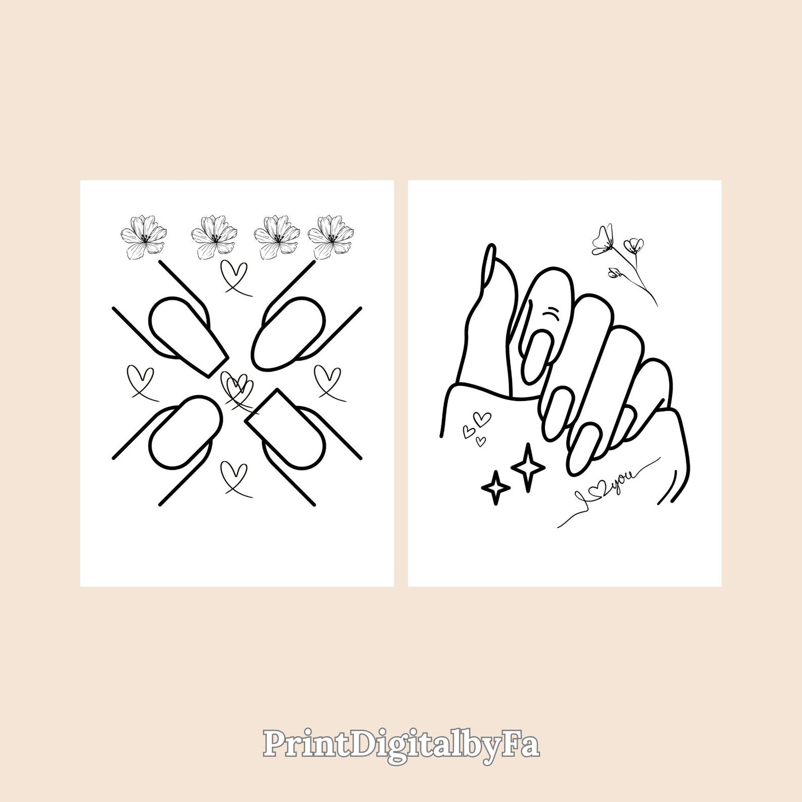 Nails Coloring Pages Girls Coloring Sheets, Cosmetics Coloring Book ...