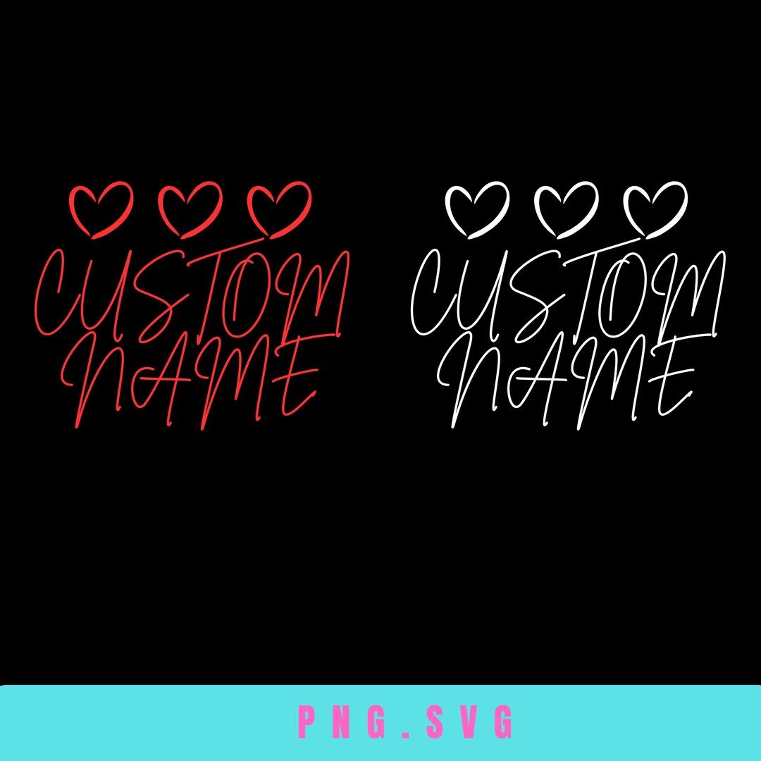 Custom Name Heart Logo: Romantic Script Design (PNG, SVG Digital ...