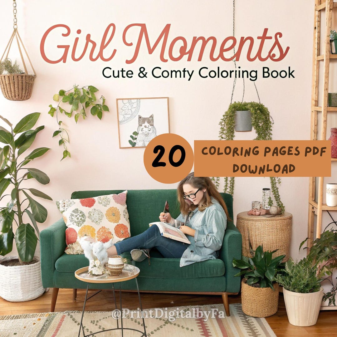 Girl Moment Coloring Book: 20 Cozy Illustrations (instant Download) - Etsy