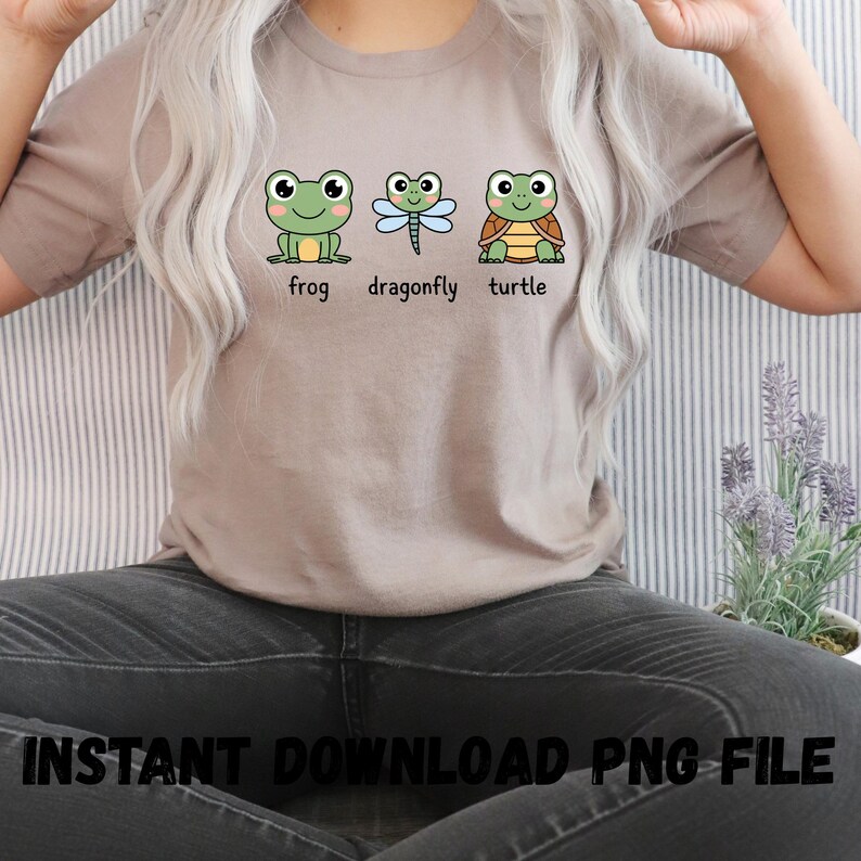 Frog, Dragonfly, Turtle Clipart, Nature Animal PNG (instant Download - Etsy
