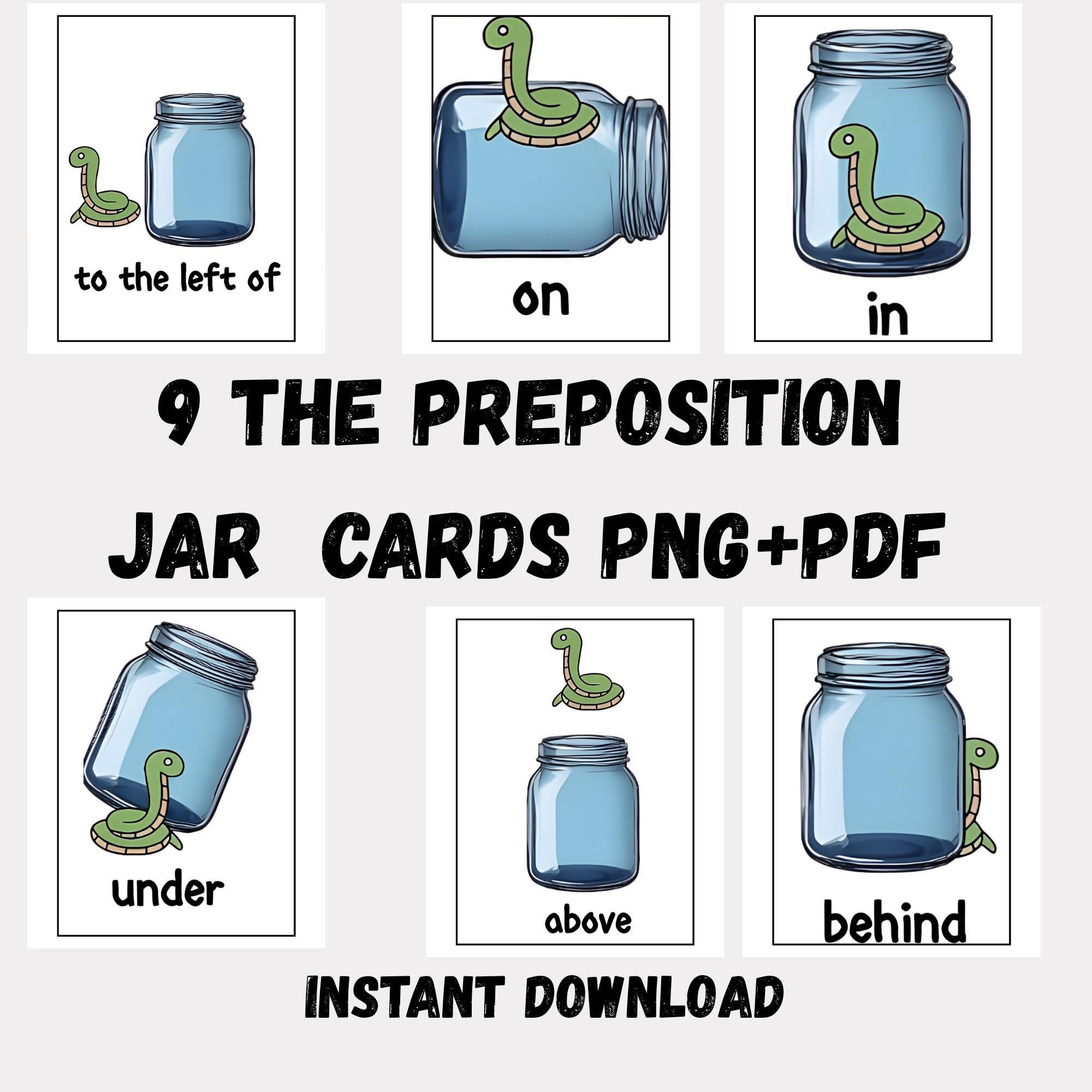 Preposition Jar Cards | 9 Educational Flashcards | Fun ESL Learning ...