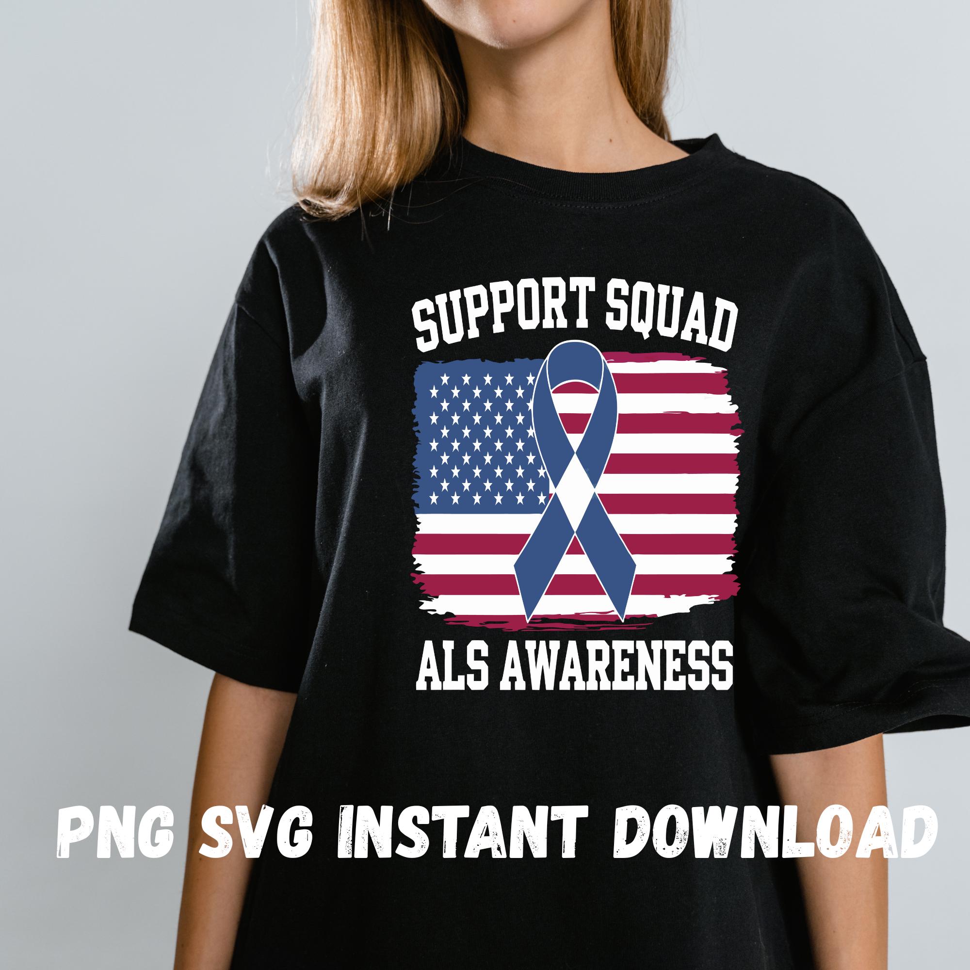ALS Awareness Month SVG Png | Support Squad USA Flag Design | Cricut ...